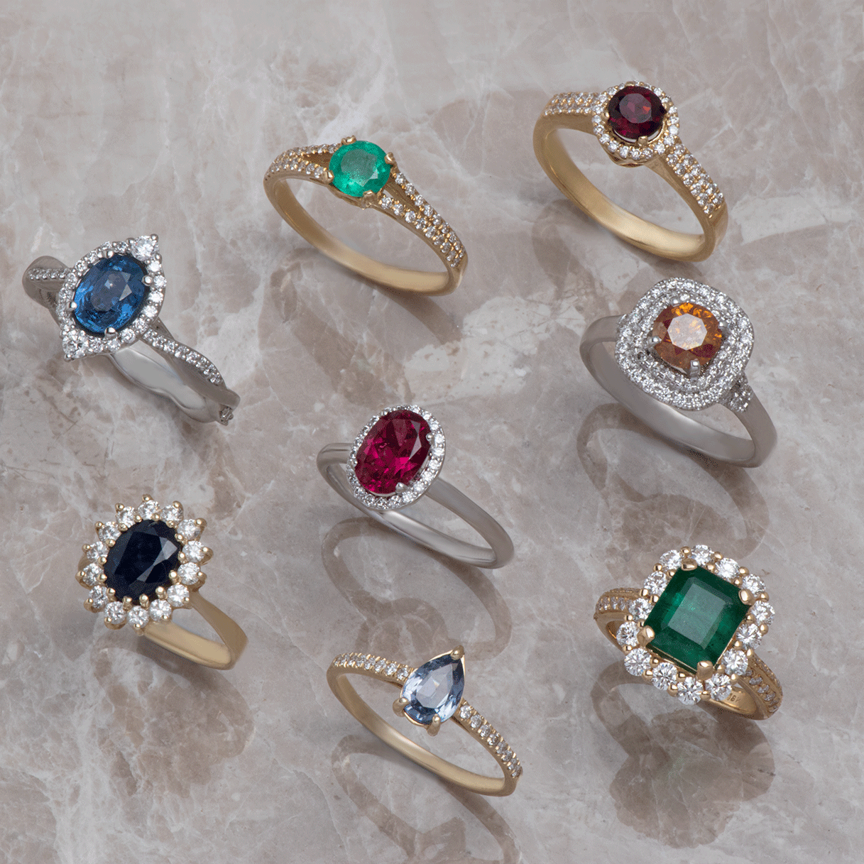 Colored Gemstone Jewelry: Engagement Rings, Necklaces, Earrings