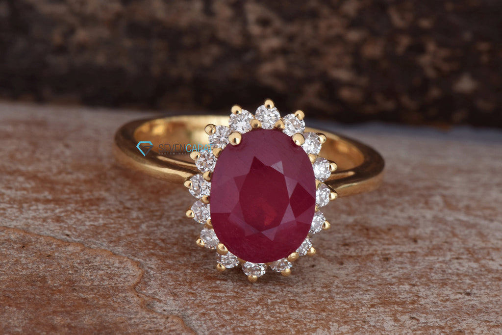 Oval ruby vintage engagement ring